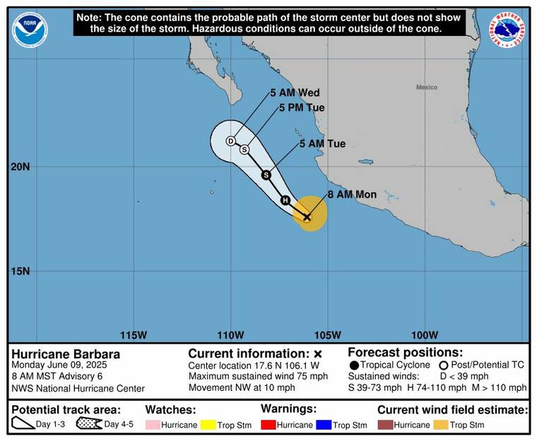 Hurricane Barbara forms in East Pacific as Tropical Storm Cosme ...