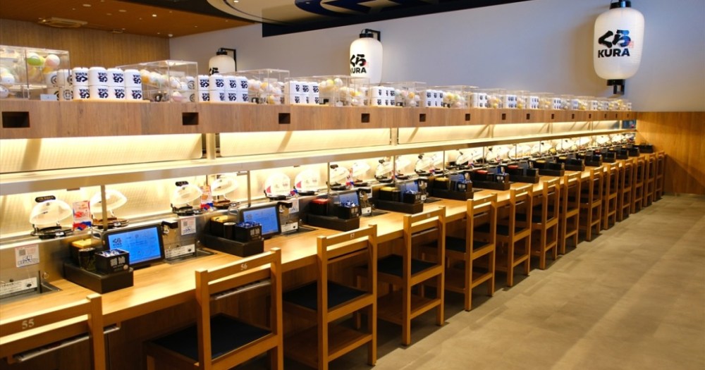 Conveyor belt sushi system for world cuisine? Special Kura Sushi branch ...